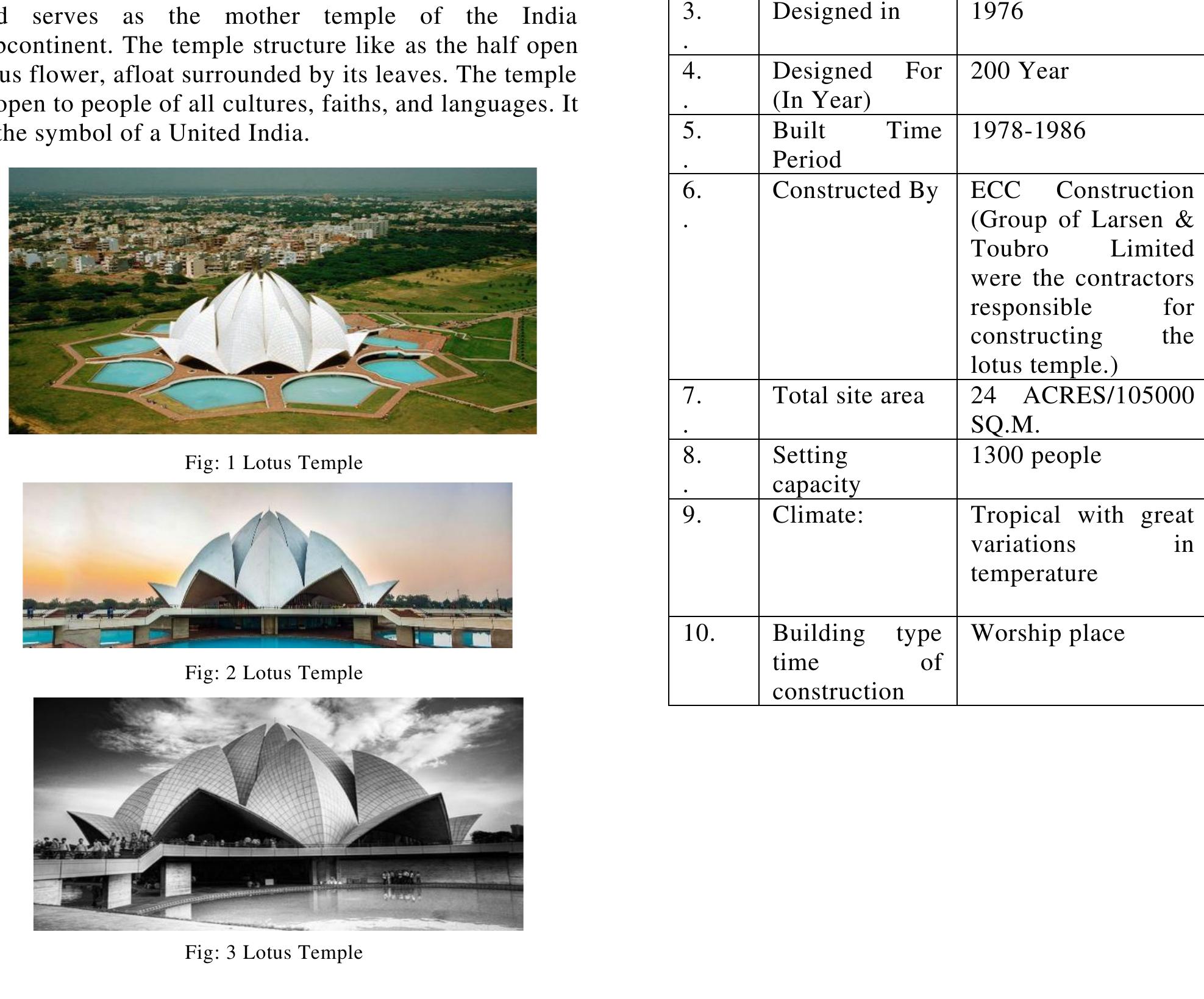 Figure 1 - Case Study on Architecture of Lotus Temple Figure 1 - Case Study on Architecture of Lotus Temple