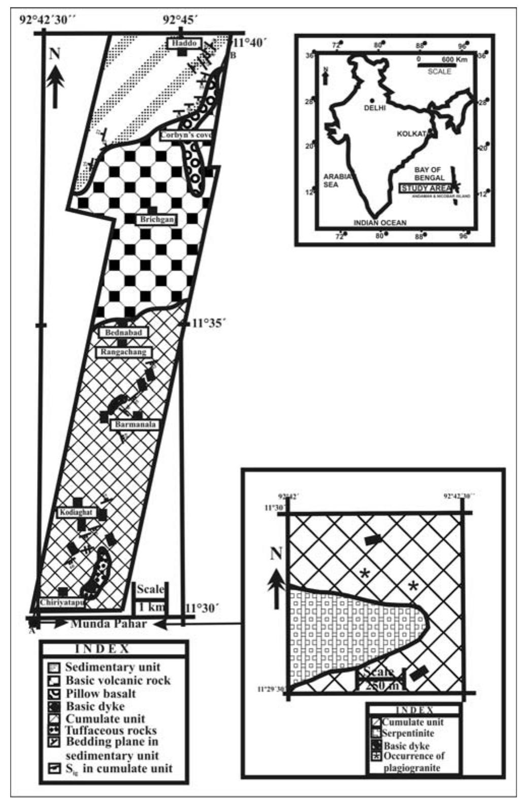 Geological map of the investigated area. inset map shows the