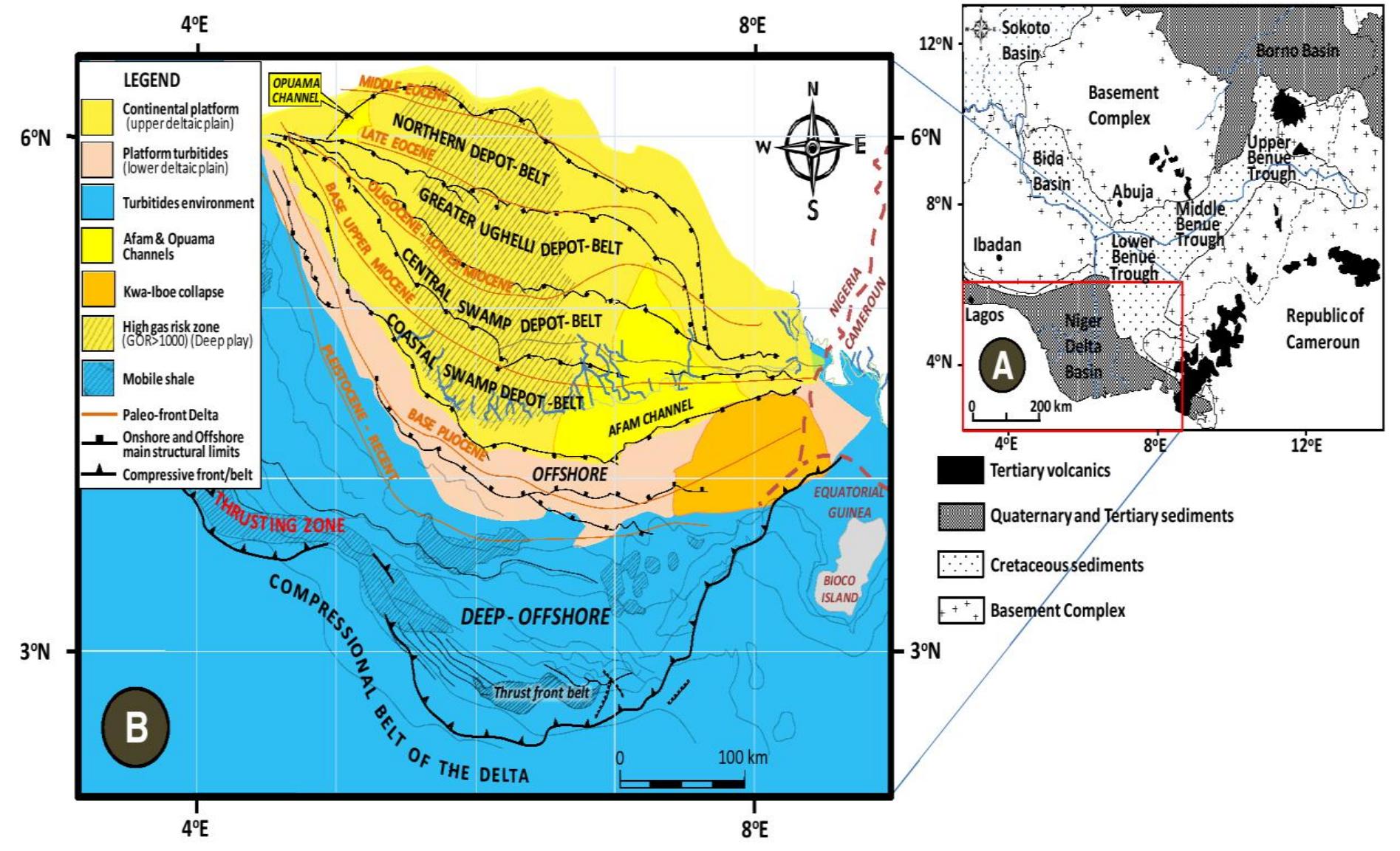 Geologic map of nigeria showing the location of the niger