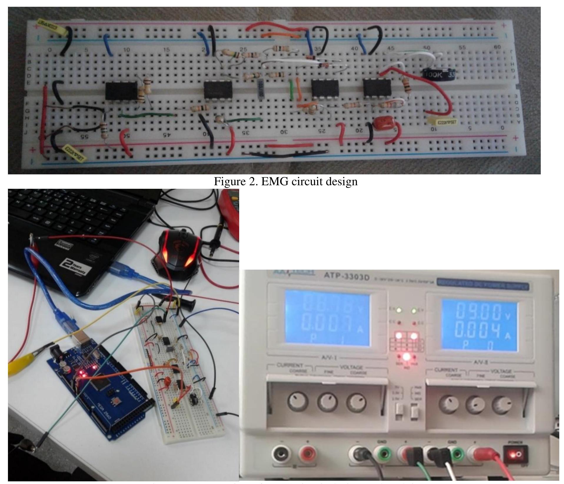 Connection of emg circuit design and arduino emg
