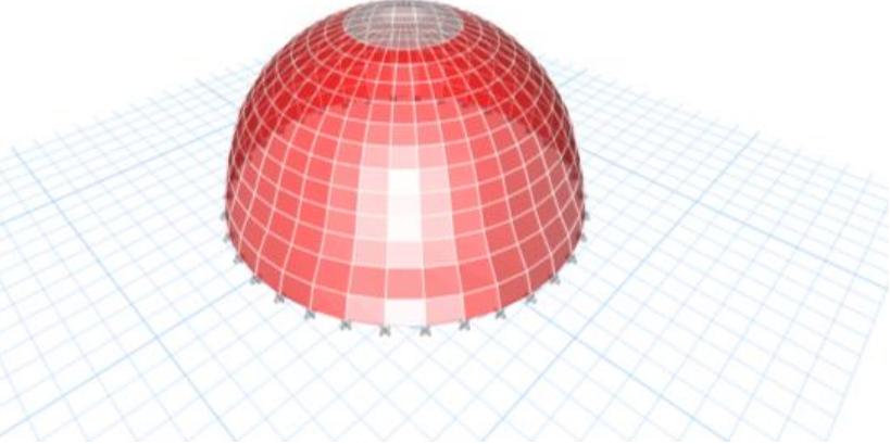 Deformed shape of dome -a after analysis