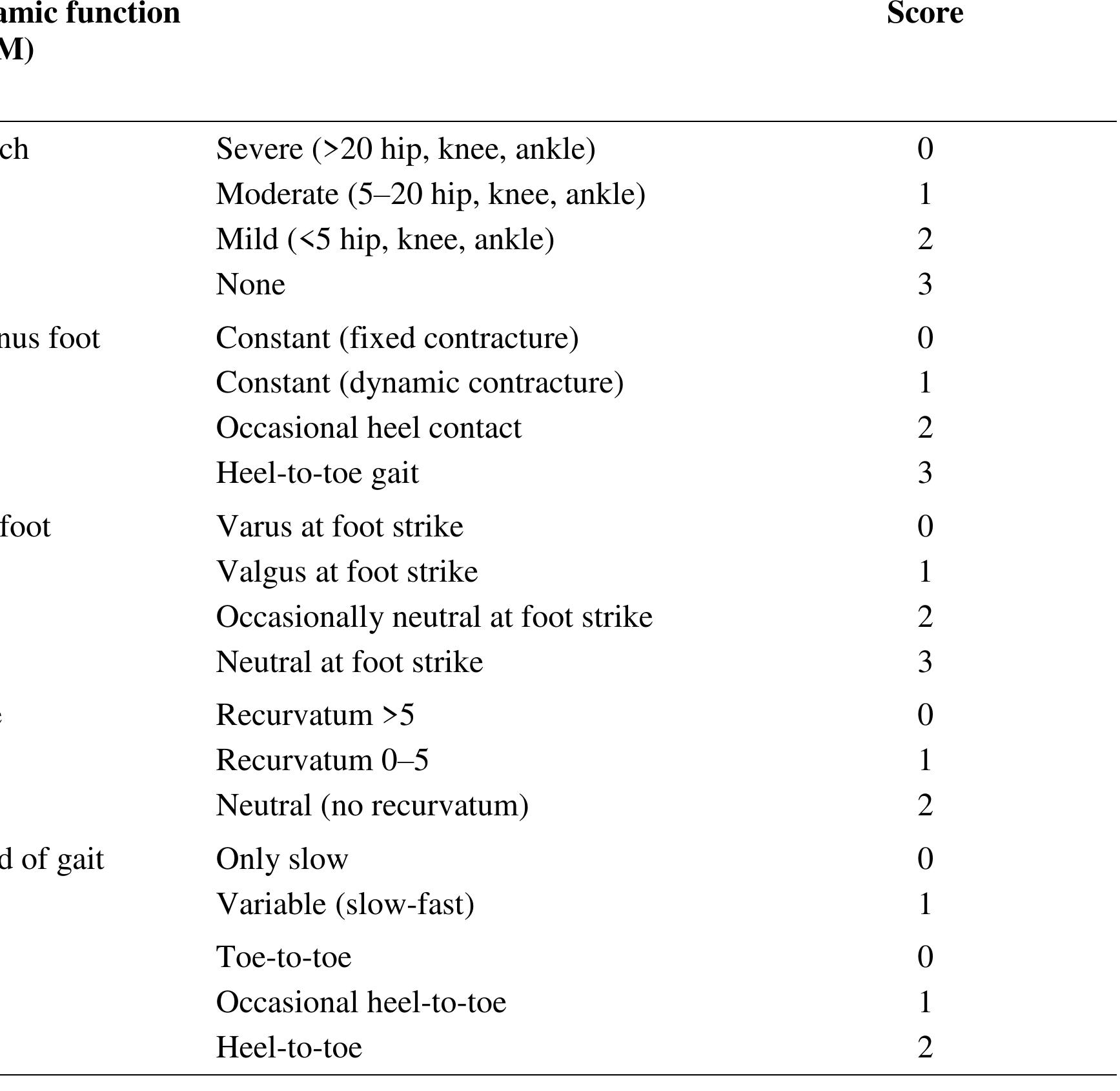 -3: physician rating scale for gait analysis.