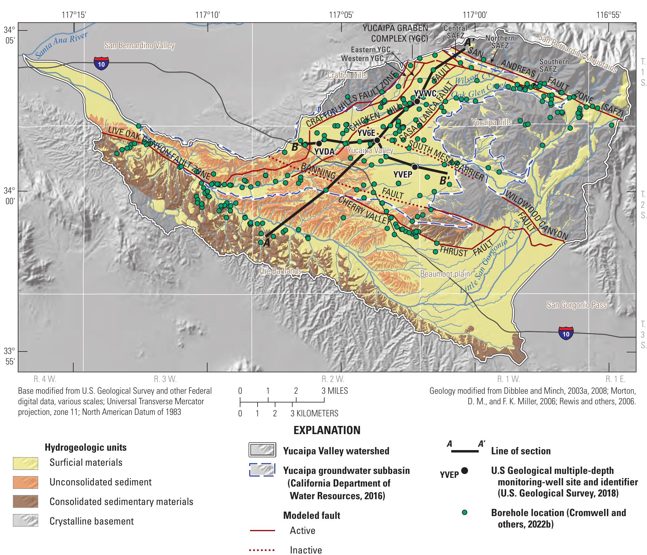 Hydrogeologic units and model faults used in the