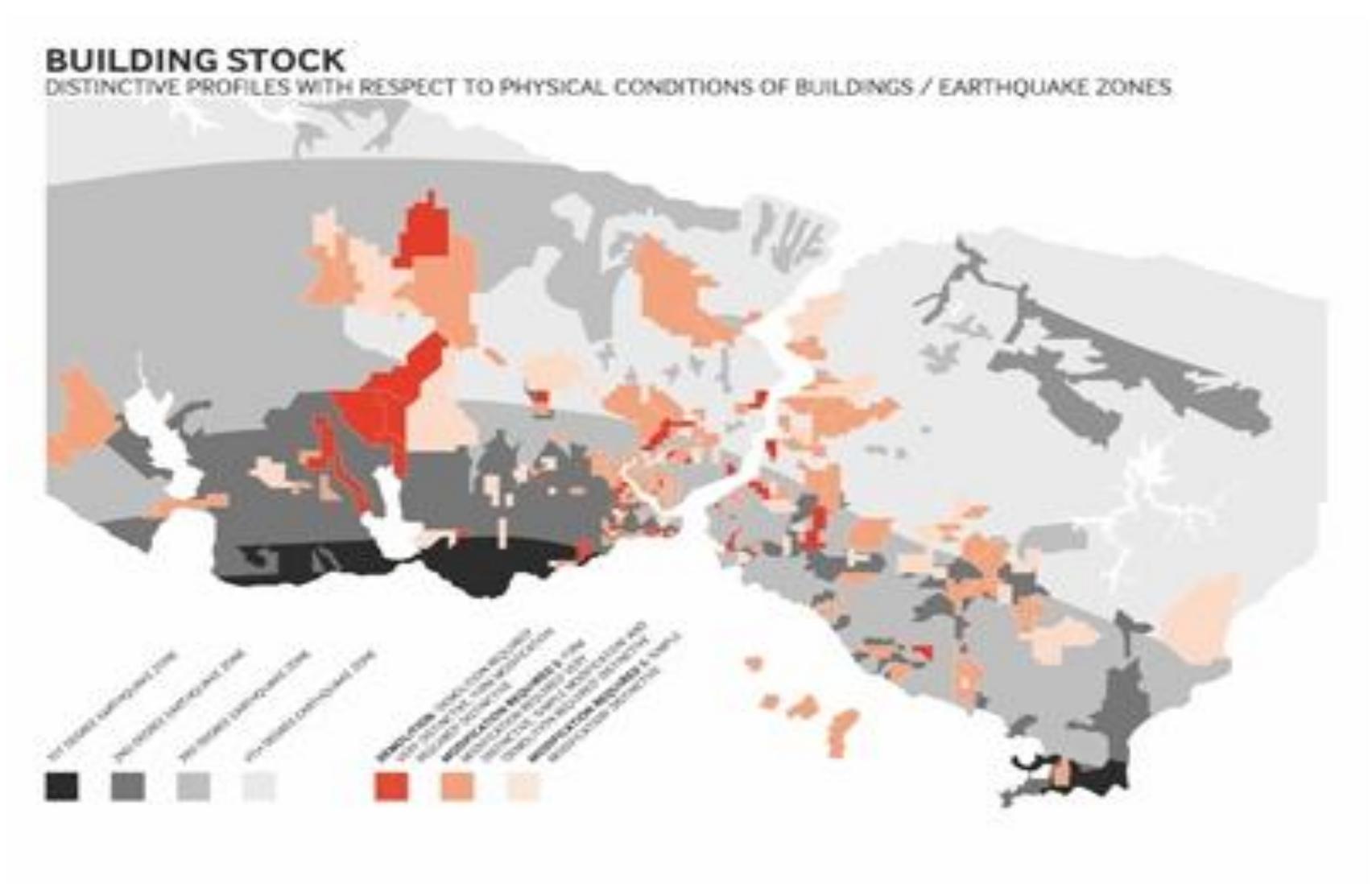 Istanbul, the earthquake zones and building stock. map,