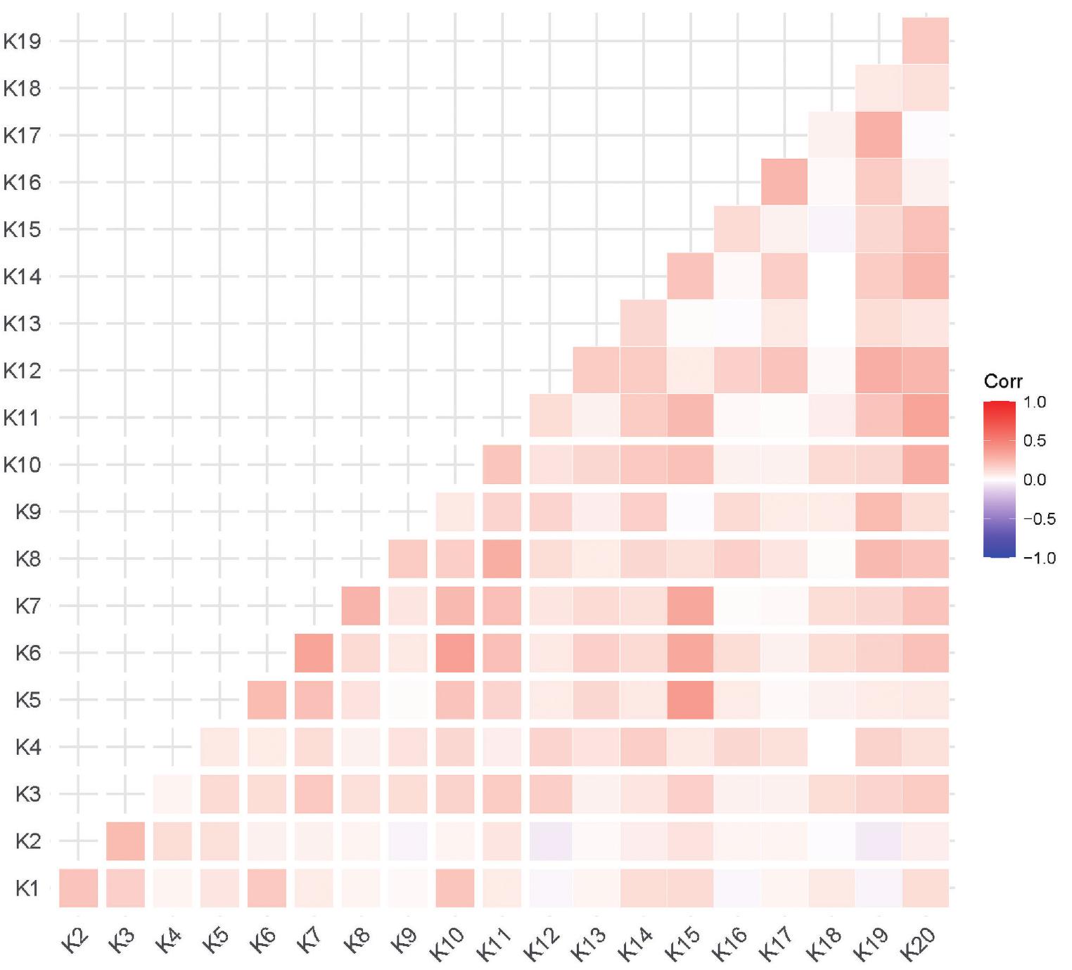 $1 cramer’s v correlation heatmap of pkaq. k, items of