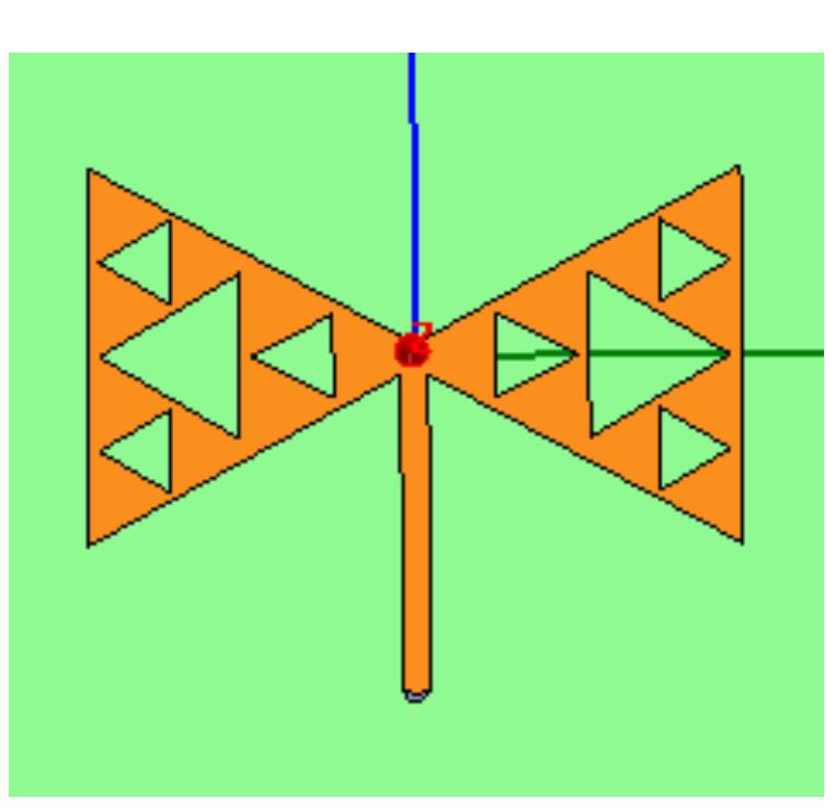 Fractal microstrip bowtie antenna with 1/4 transmission line