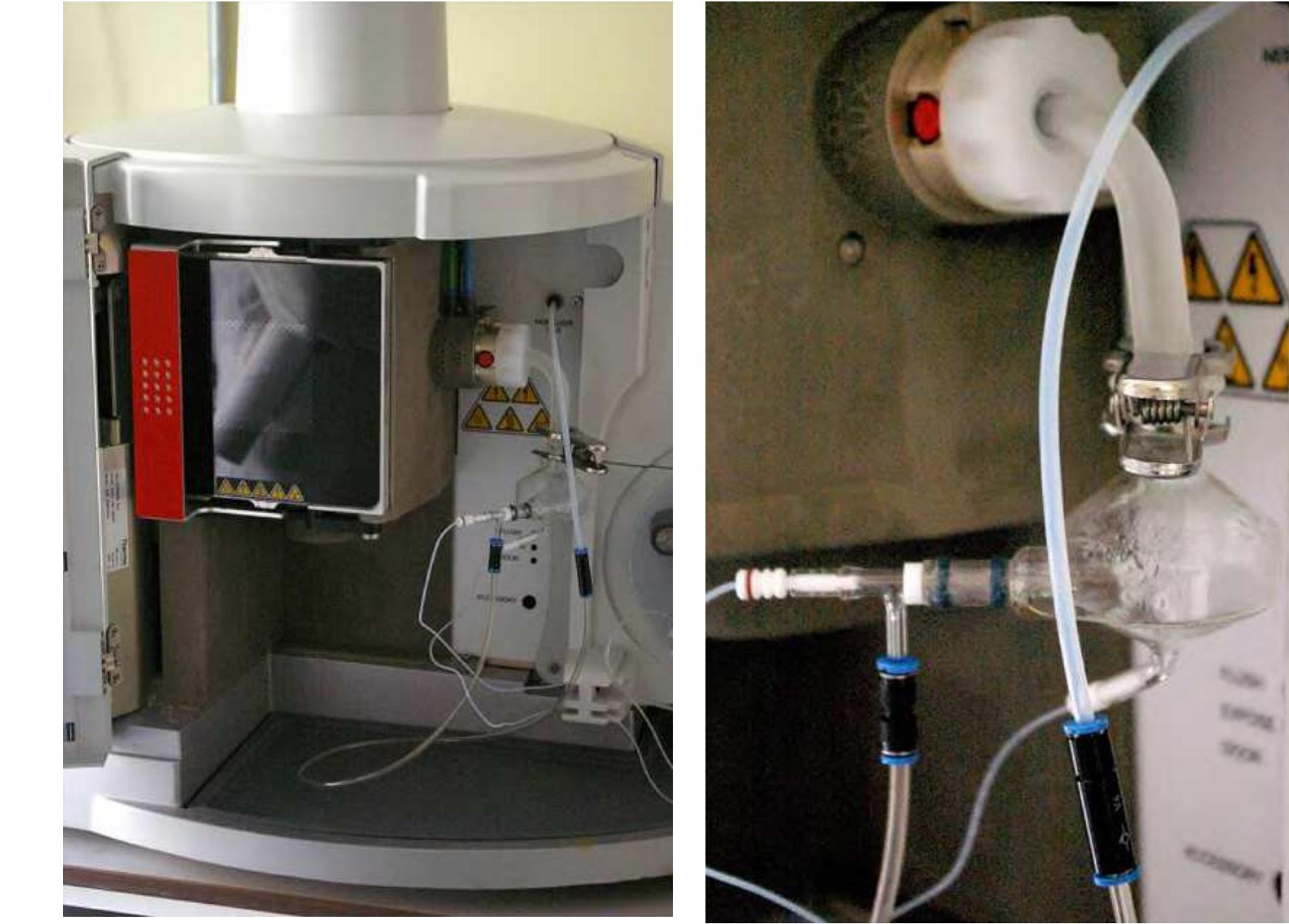 Inside the thermo icp-oes nebuliser and spray chamber of the