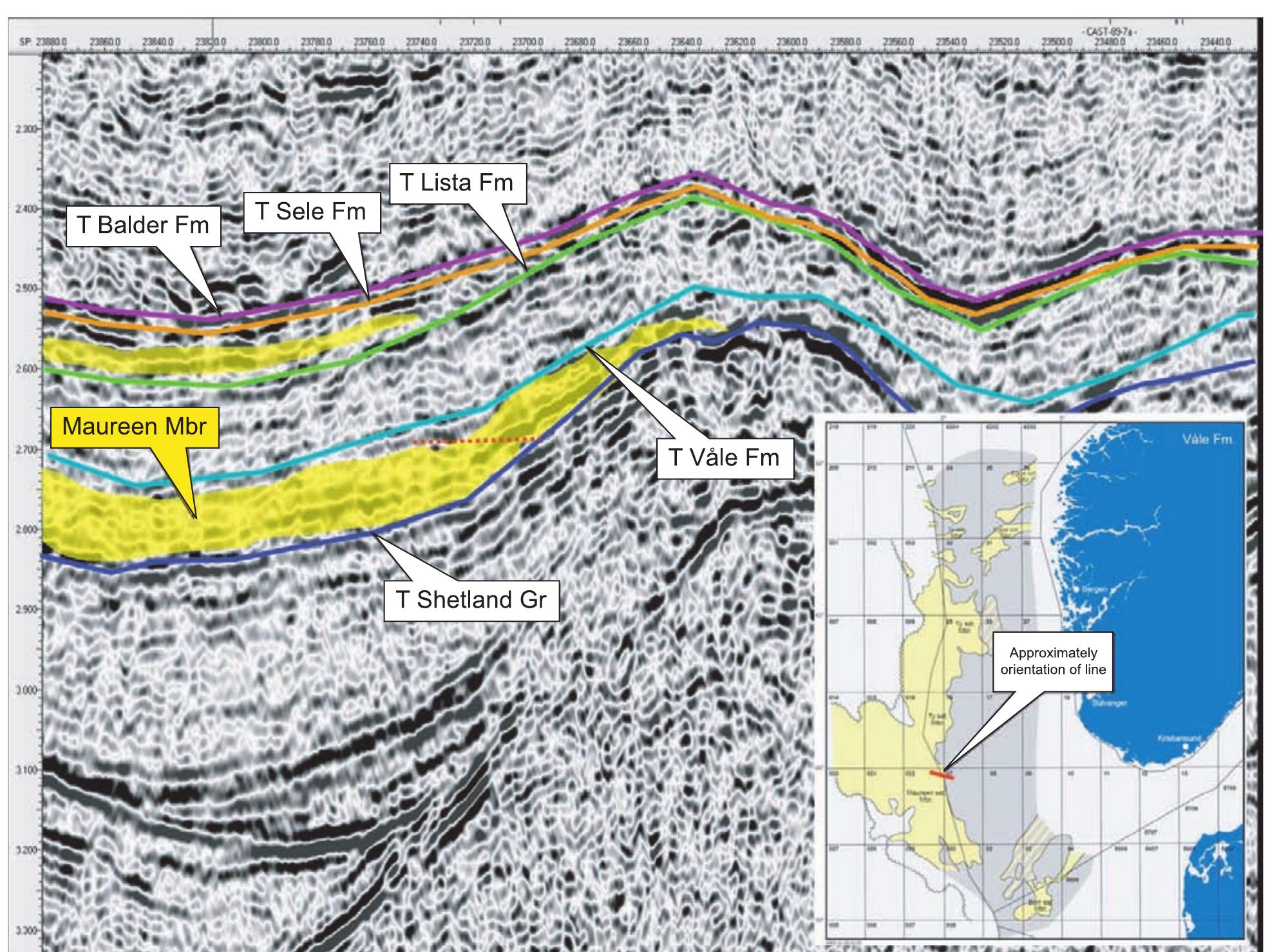 Seismic section through the northern central graben with