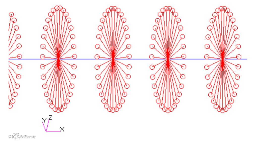 Stick fe model generated to interpolate displacement field