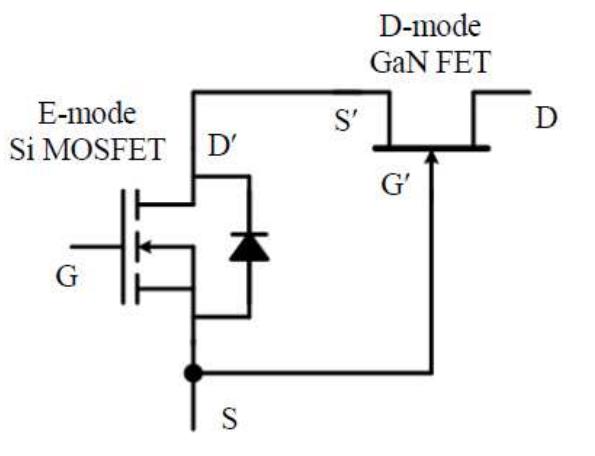 Basic schematic of cascode gan fet for normally-off