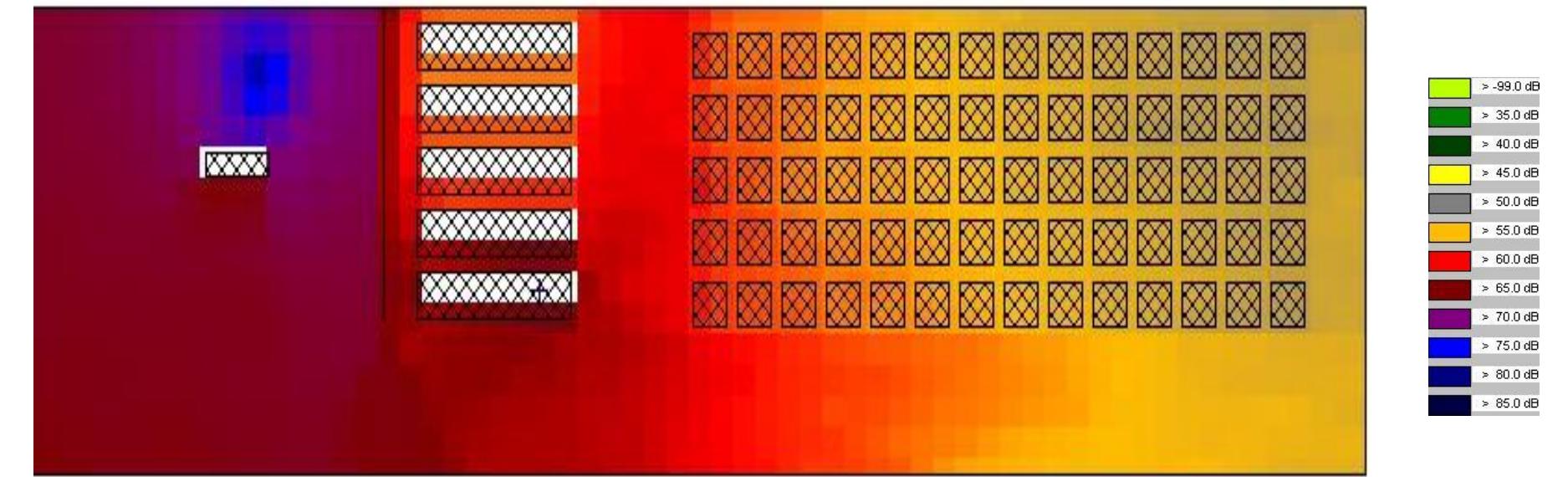 Noise map for tailor room, 2d view. from the noise maps it