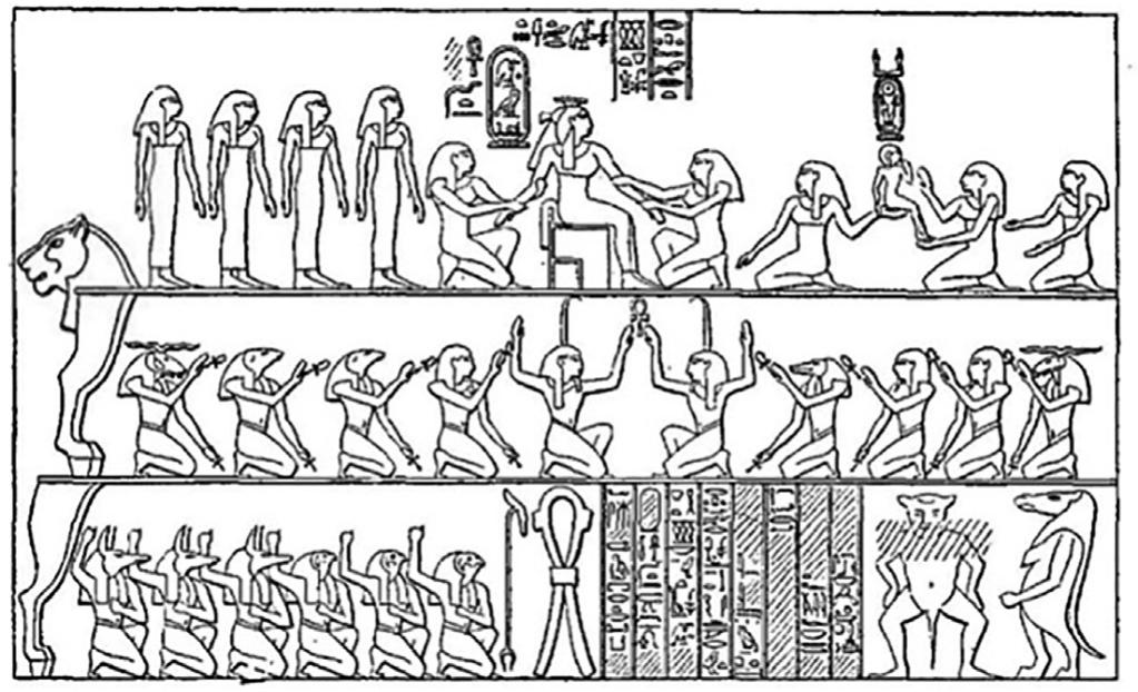 Birth scene of king amenhotep iii at louxor temple.