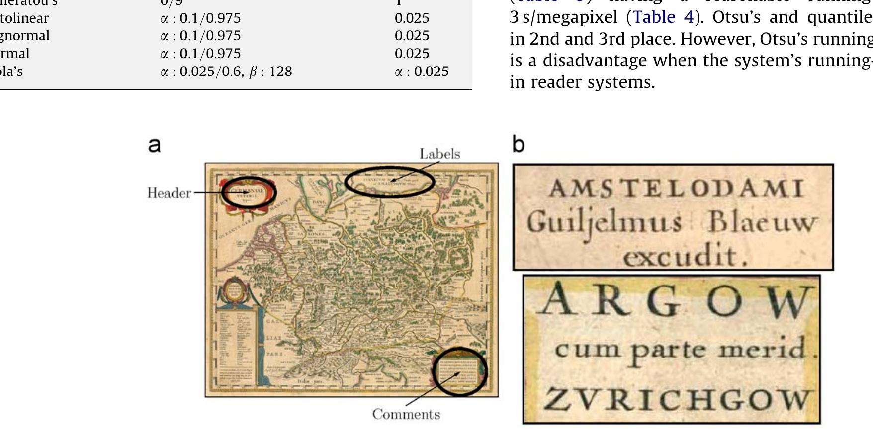 Example of header, labels a comment in a historical map.