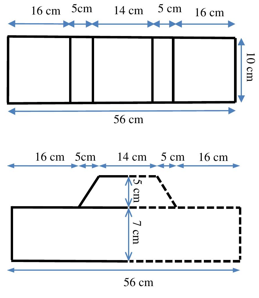 Plan view and cross-section of embankment model