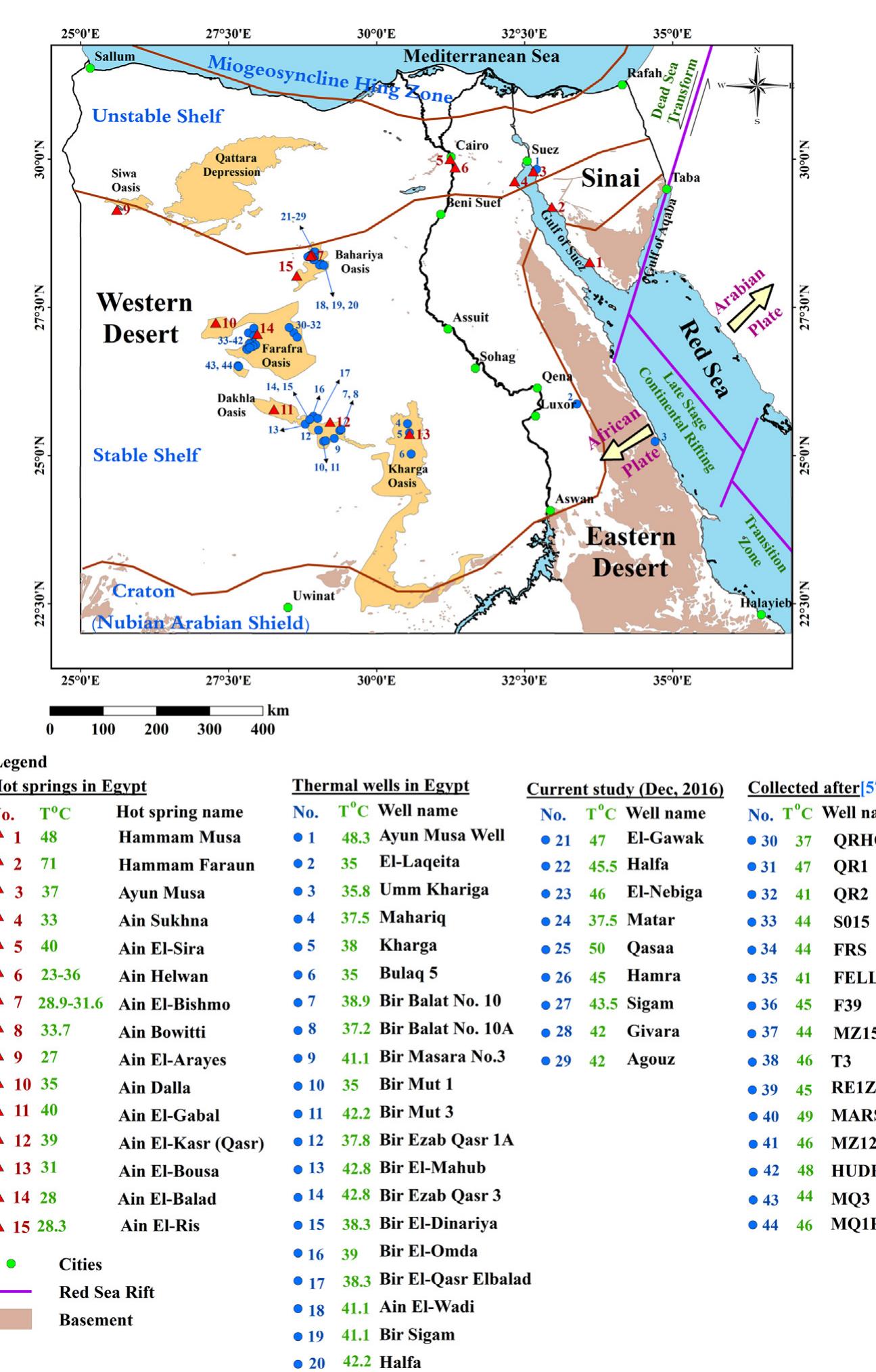Location map showing the main geothermal manifestations in