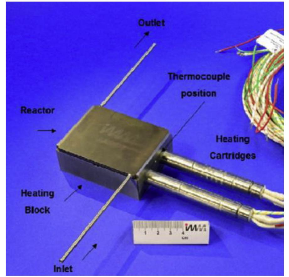 depictions of the reactor with laser-welded inlet/ outlet