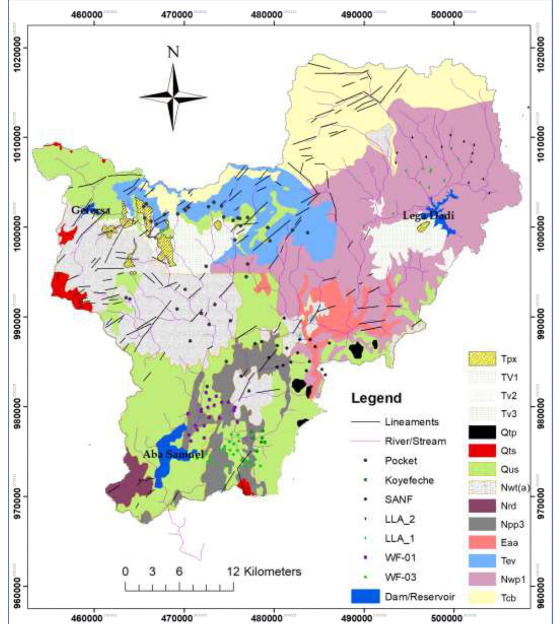 Geological map and structure of the watershed (nb: