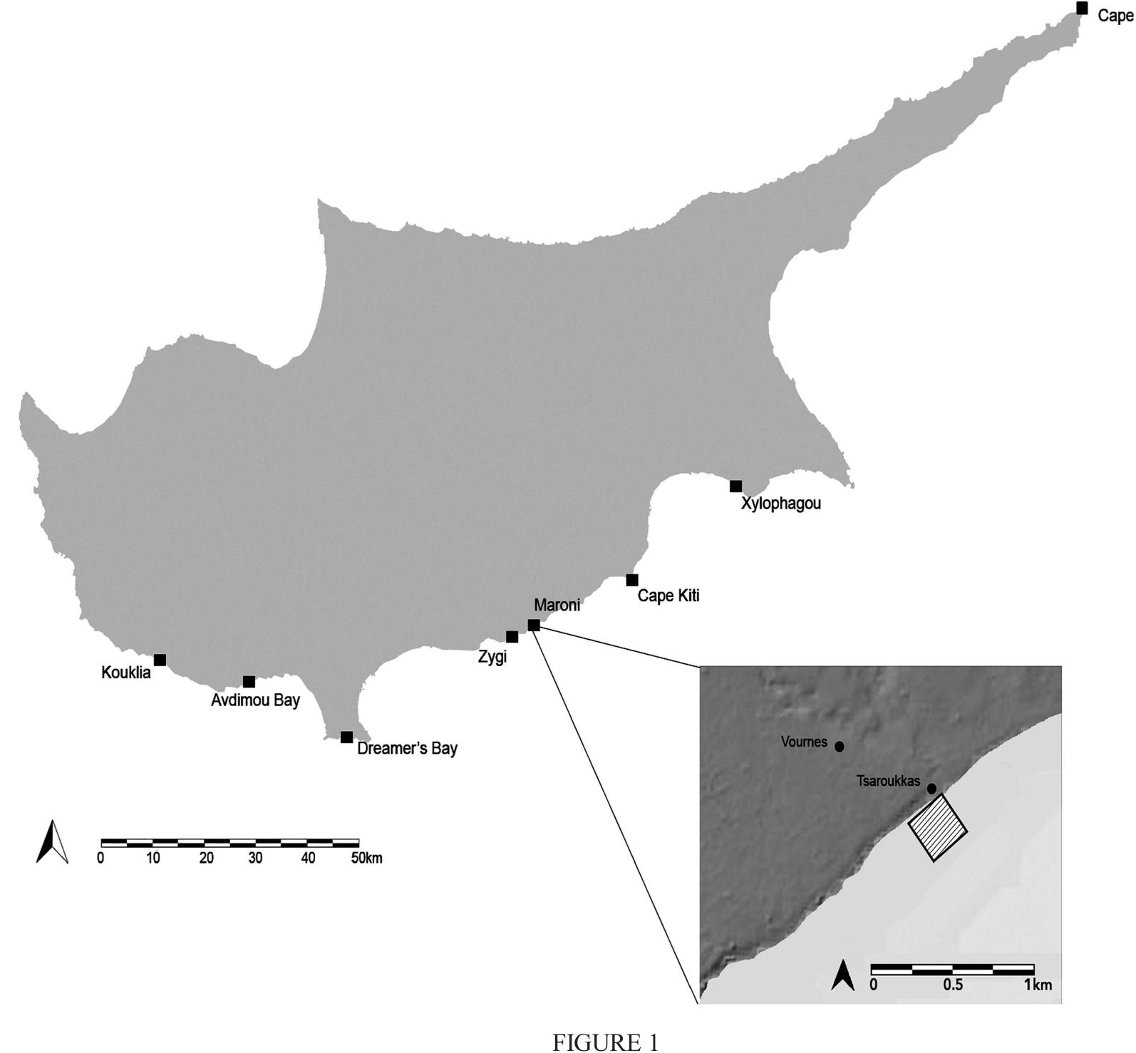 Map of sites mentioned in the text with an insert showing