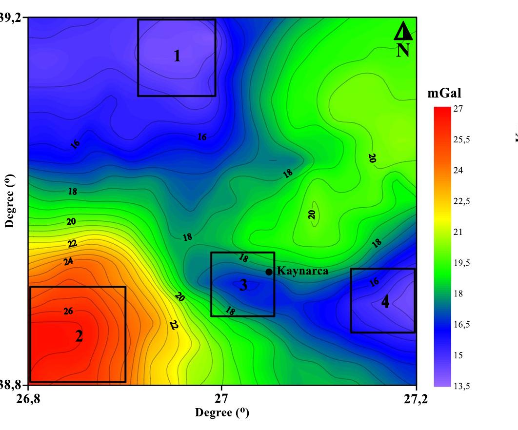 Bouguer gravity anomaly map of the dikili geothermal arez