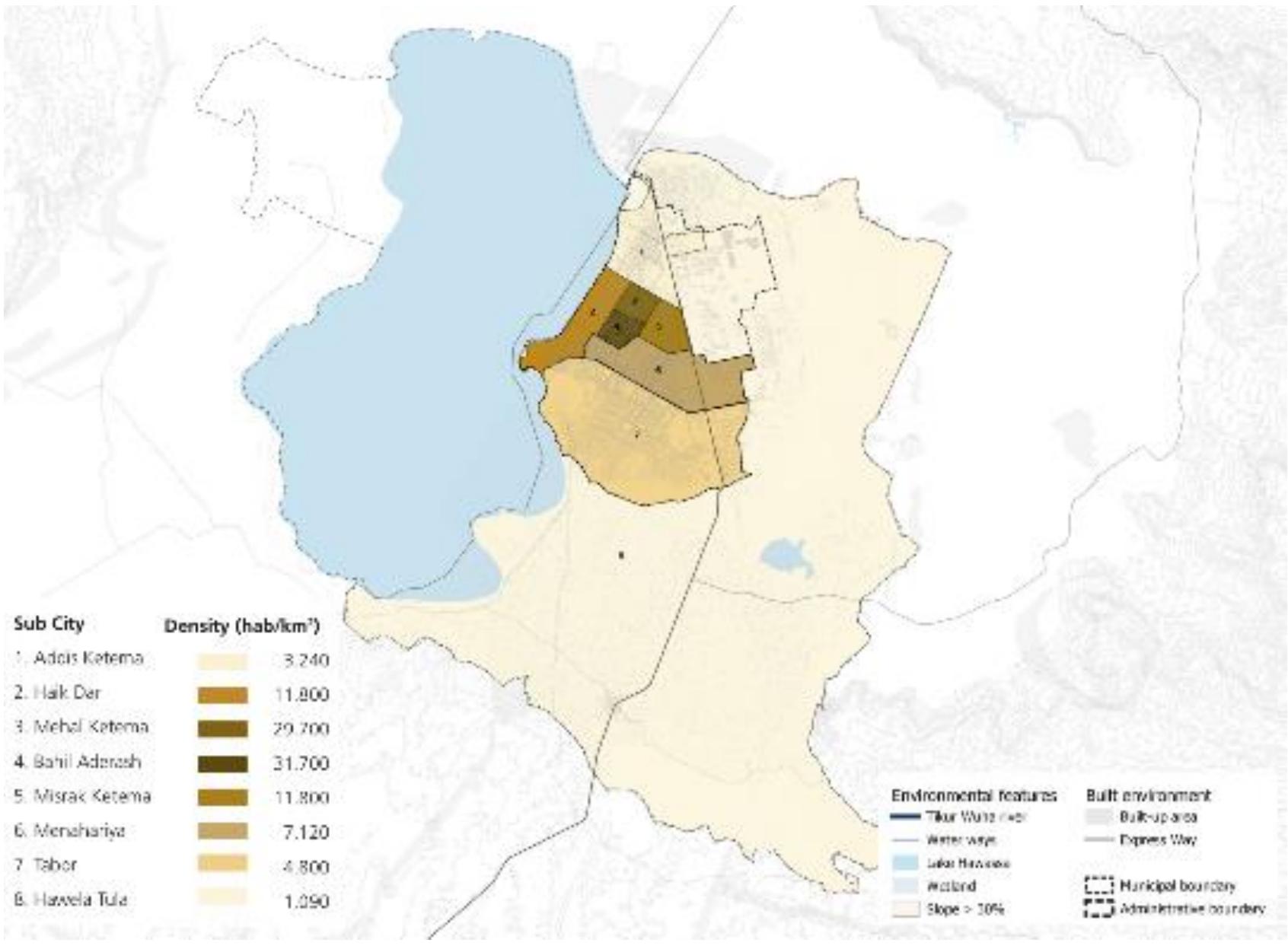 Administrative map of hawassa city sub-cities (source