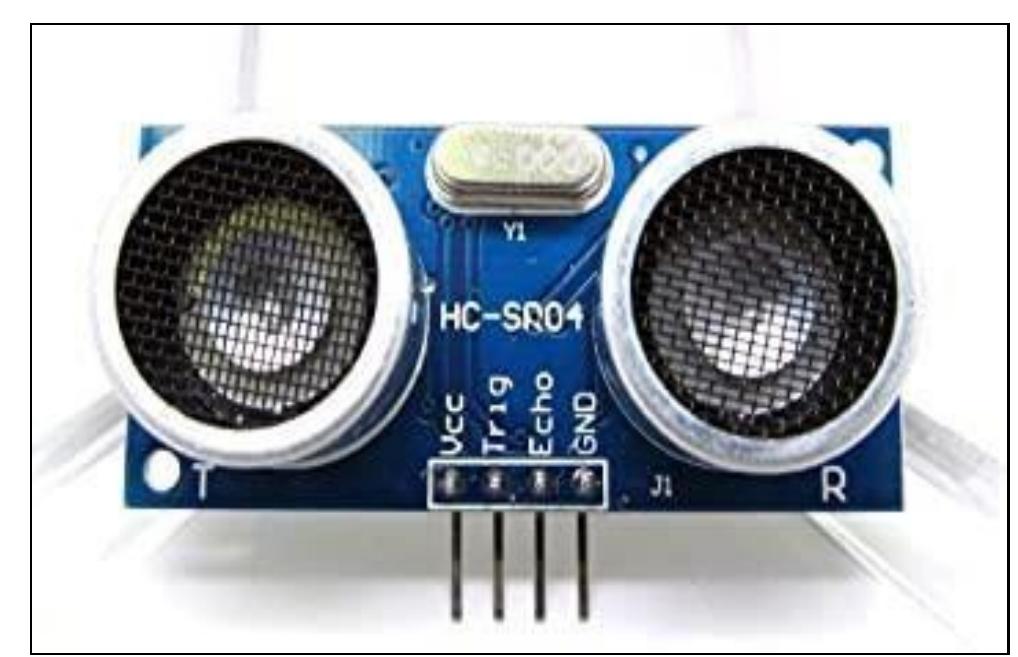 Ultrasonic sensor the microcontroller controls the motors