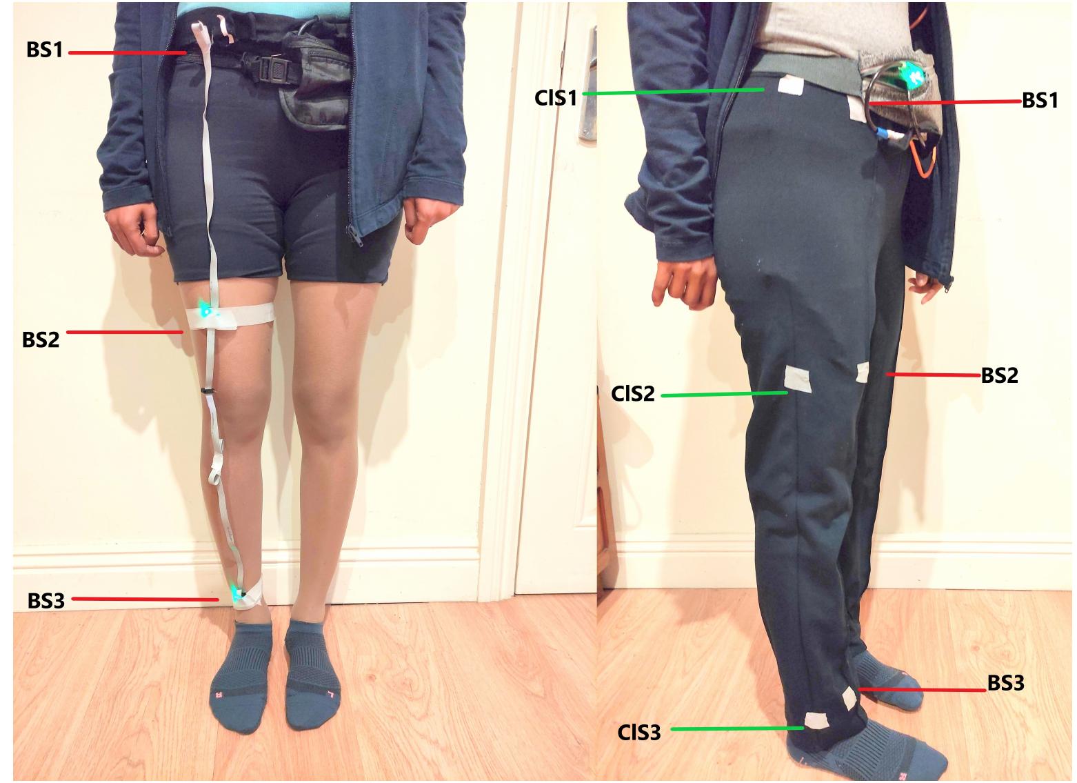 Sensor placement. on the body, there were three sensors on