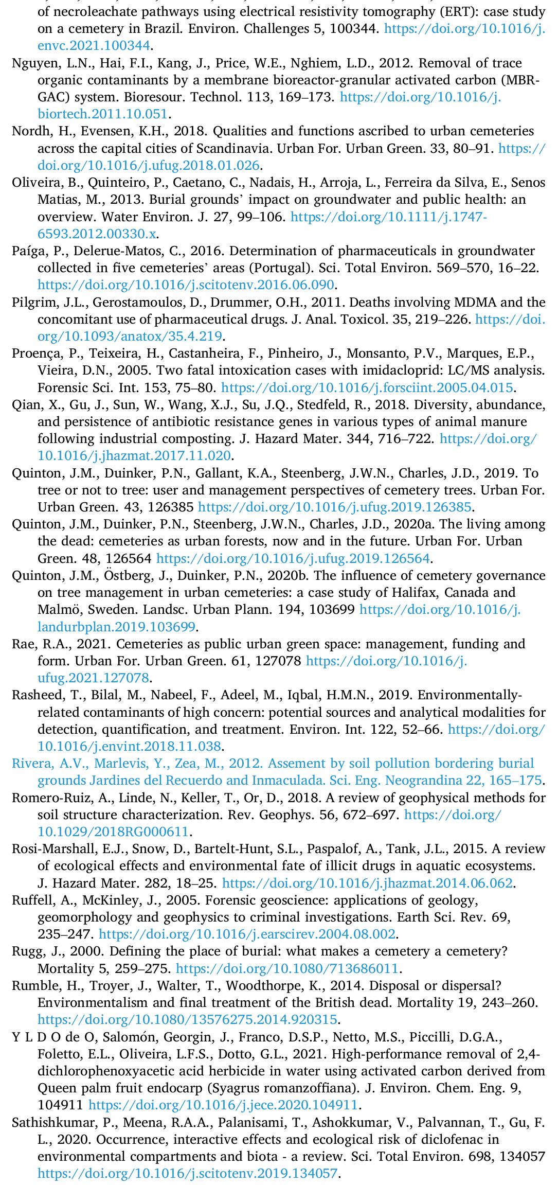 Table 3 - The environmental pollution caused by cemeteries