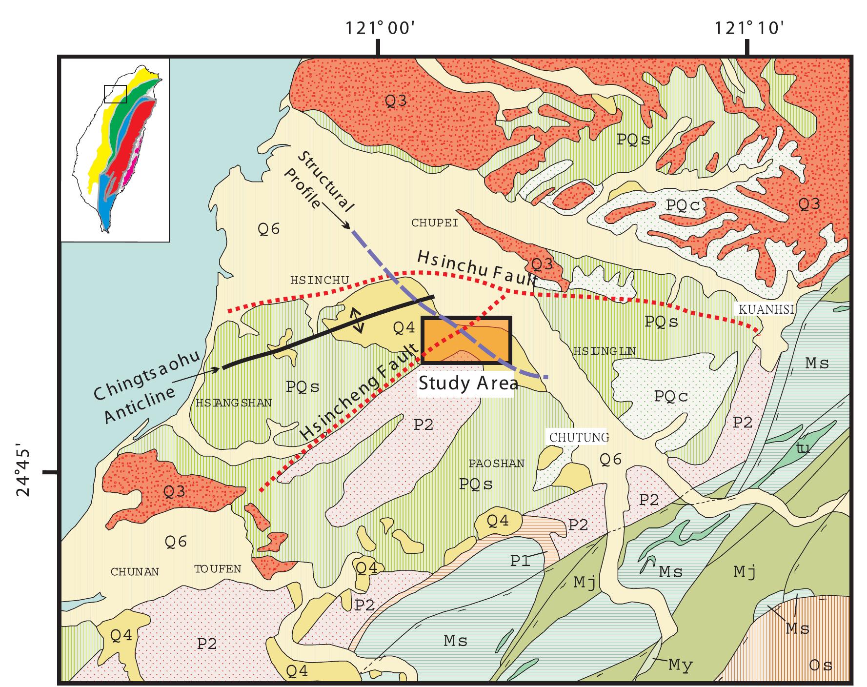 Geologic map of the hsinchu area by the central geologic