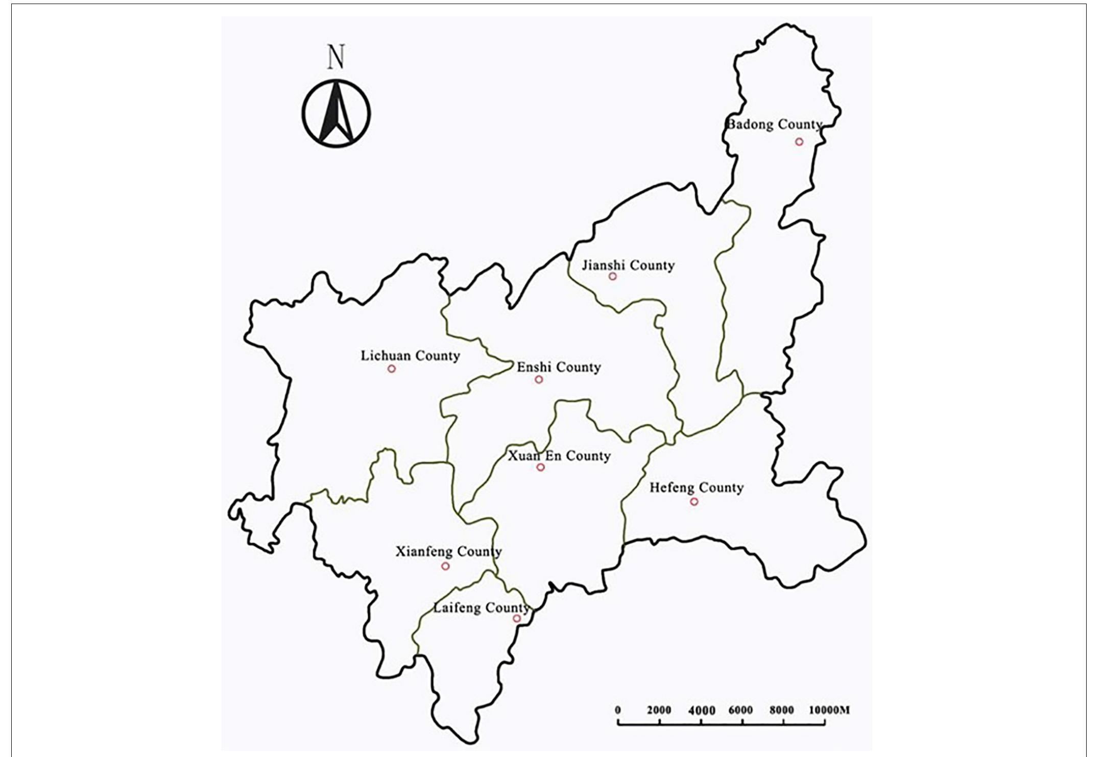 | regional distribution map of eight counties in enshi