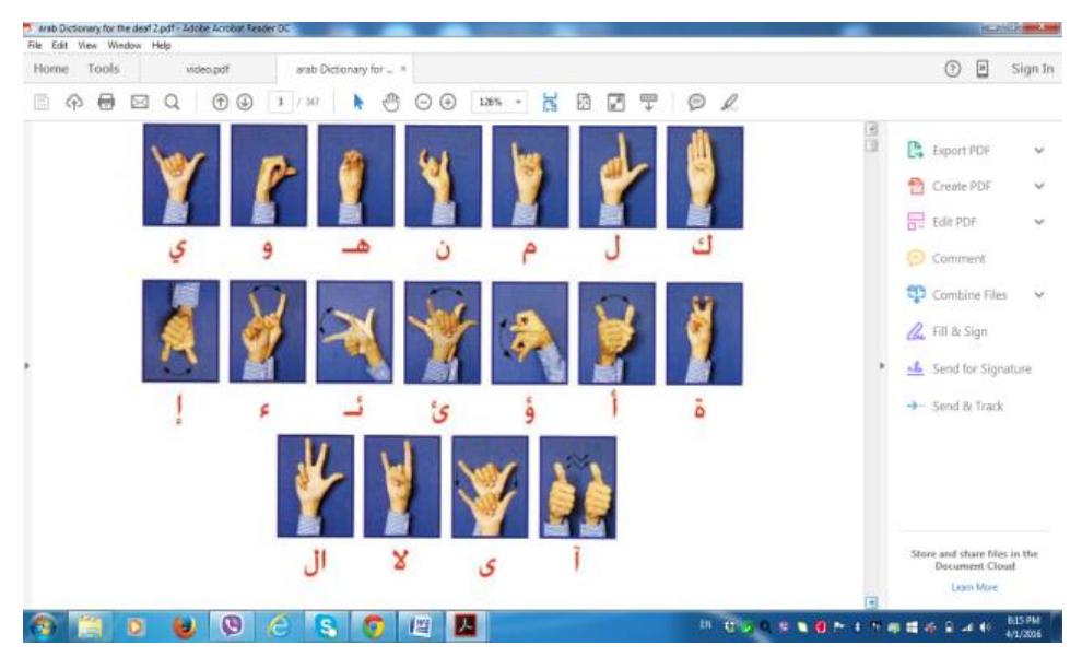 Sign language representation for arabic characters from (3-)