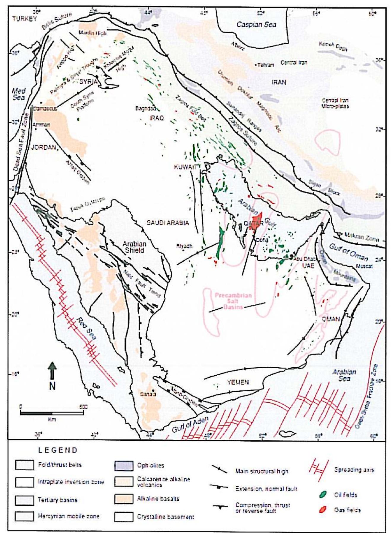 1: structural map showing the location of the major tectonic