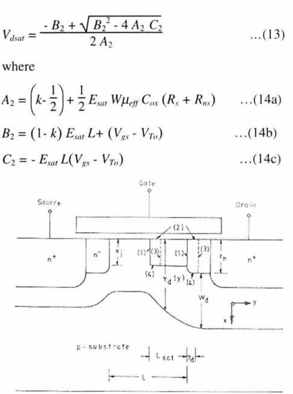 the schematic diagram of a fold mosfet in the saturation