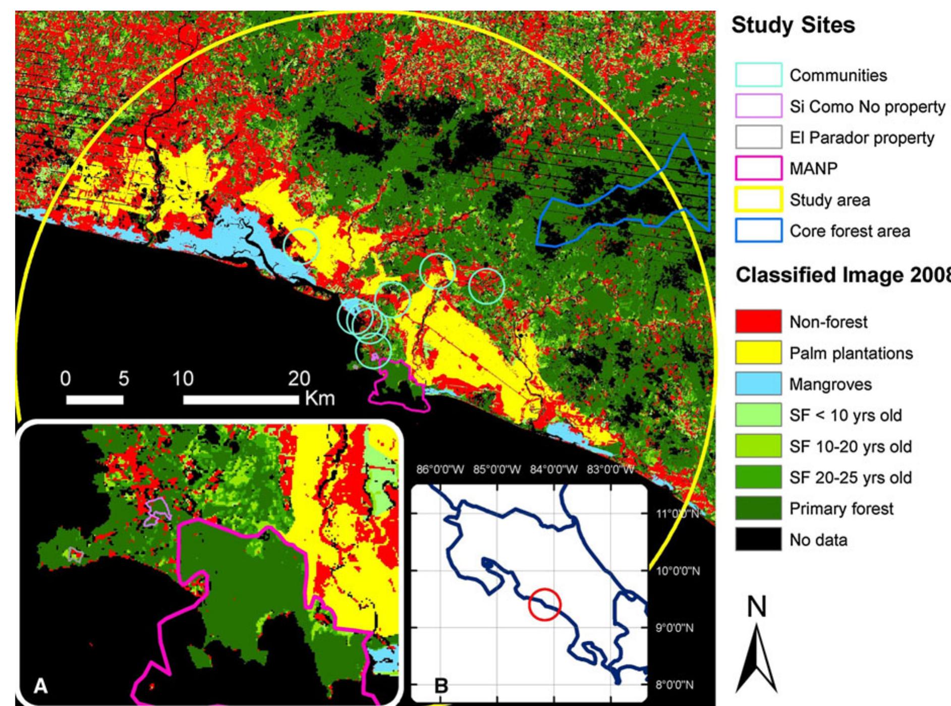 Detailed forest classification map of the study area in the