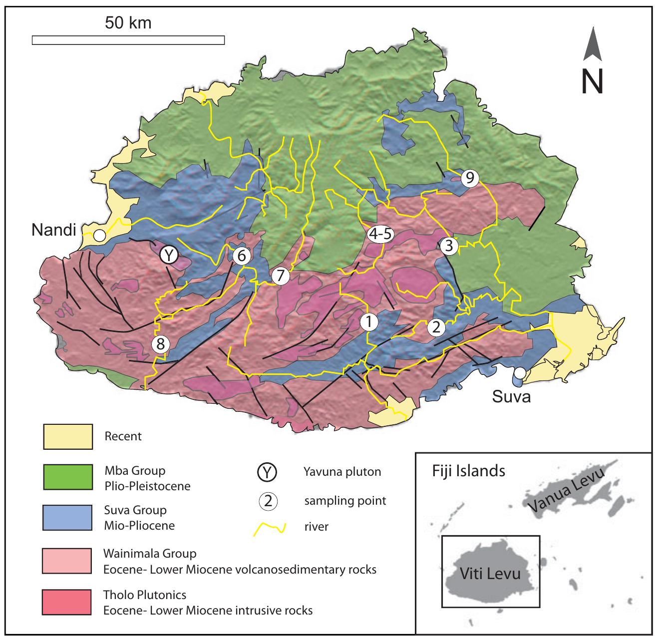 Geological map of viti levu modified from the 1:500 000