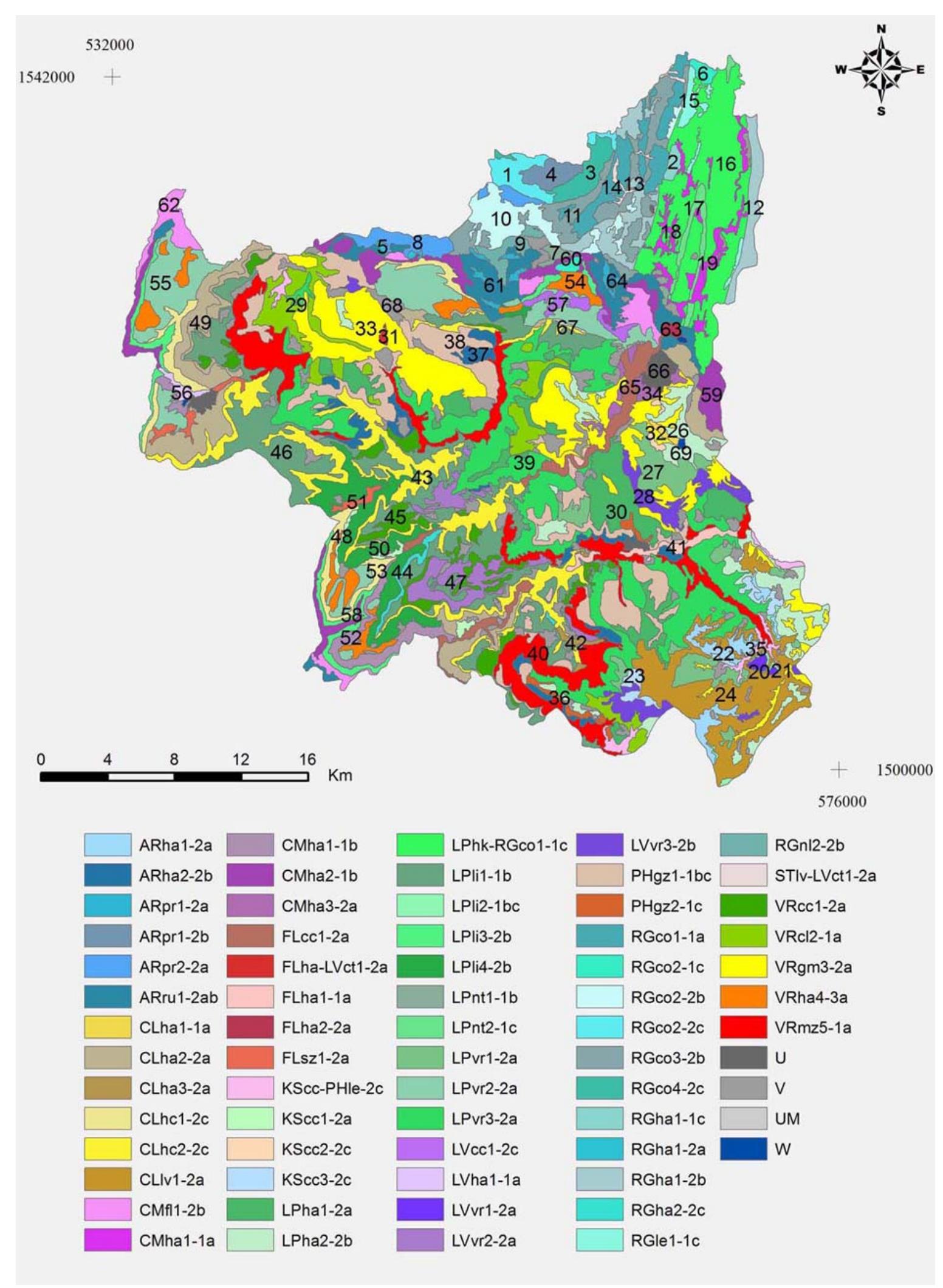 - soil map according to fao-unesco (1988) classification