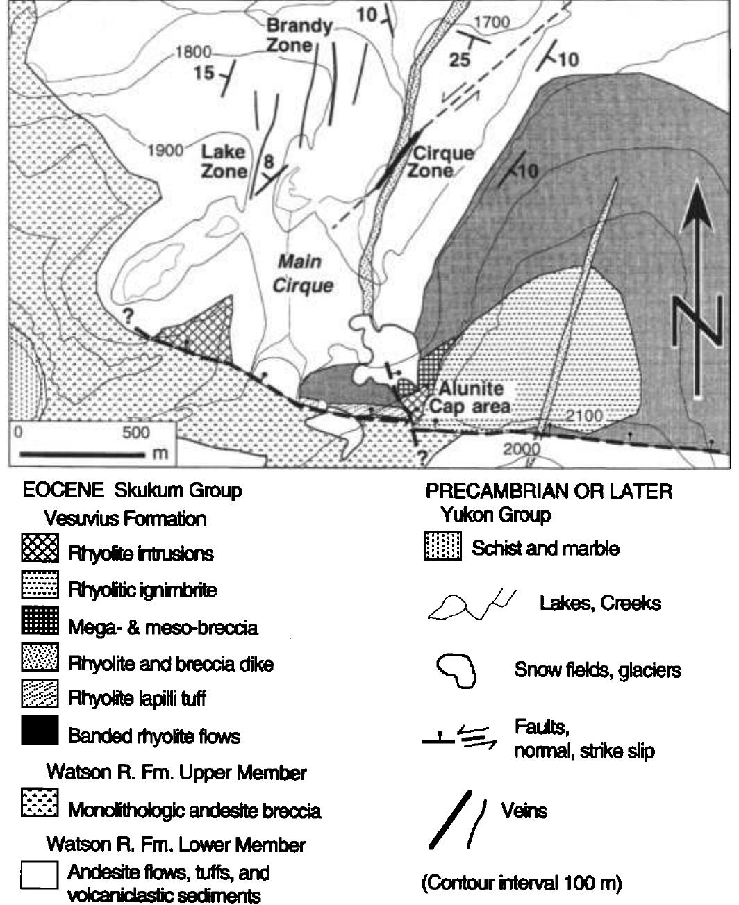 Fic. 2. simplified geologic map of the main cirque area in