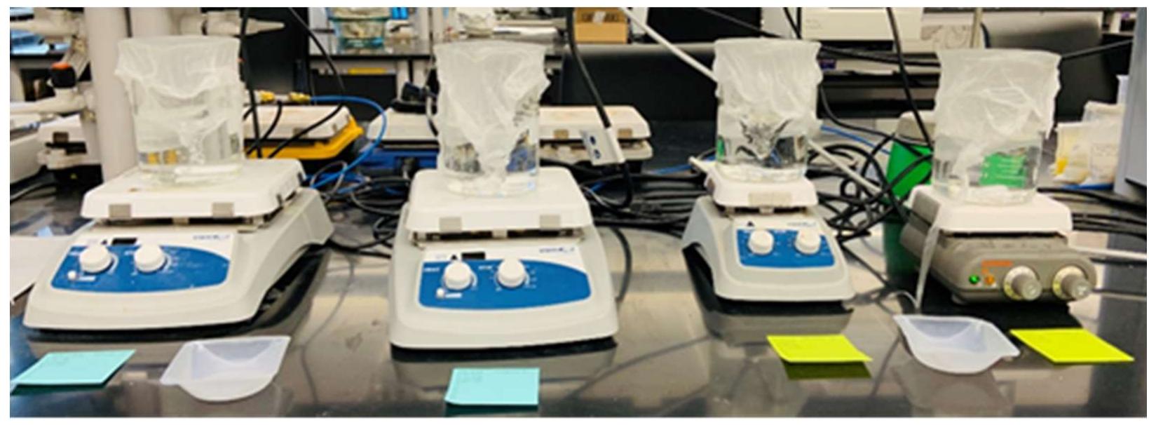 To produce the activator solutions, a beaker and a magnetic