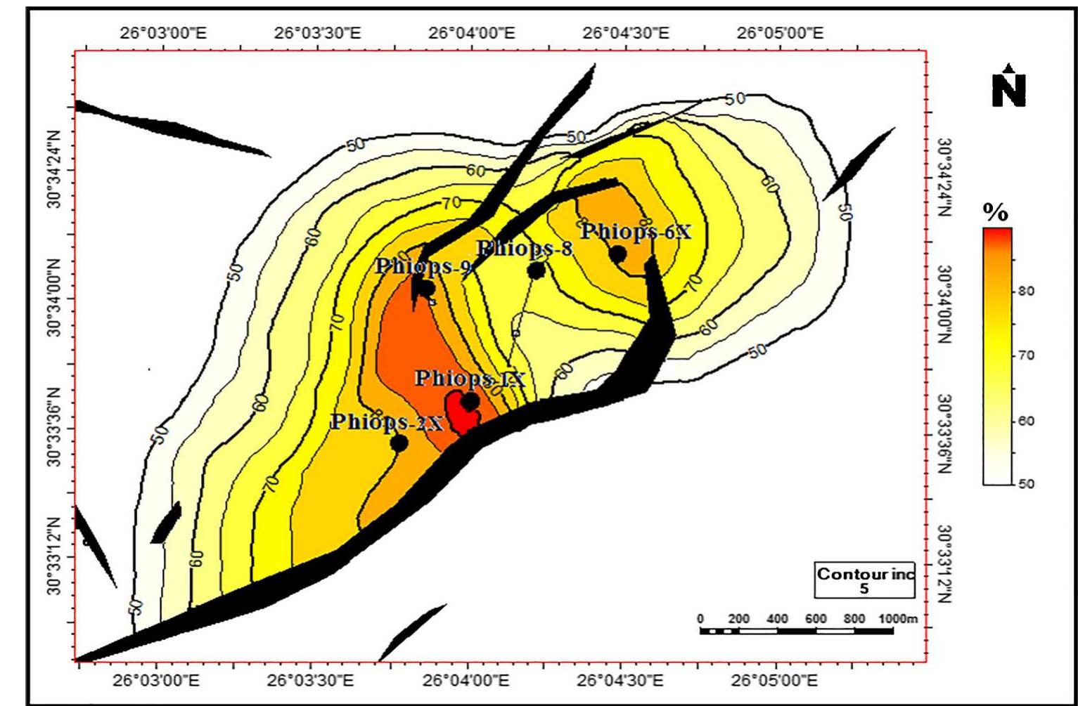 Hydrocarbon saturation map of the alam el bueib-3g reservoir