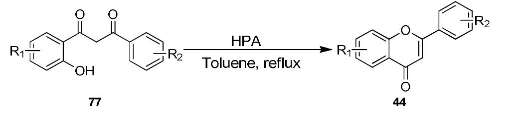 Synthesis of flavones by heteropoly acid catalyst under