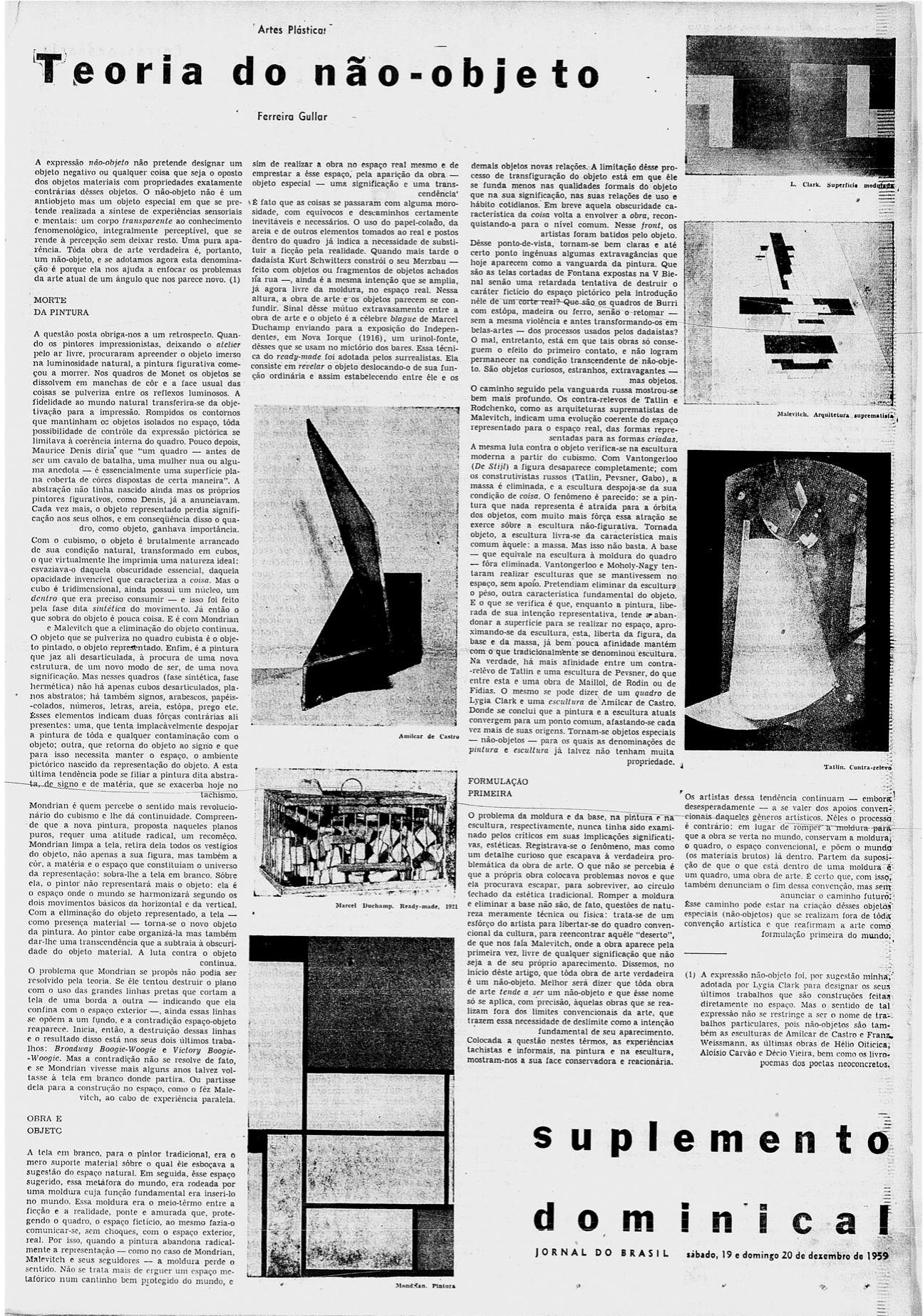 ‘theory of the non-object’, in ‘suplemento dominical do