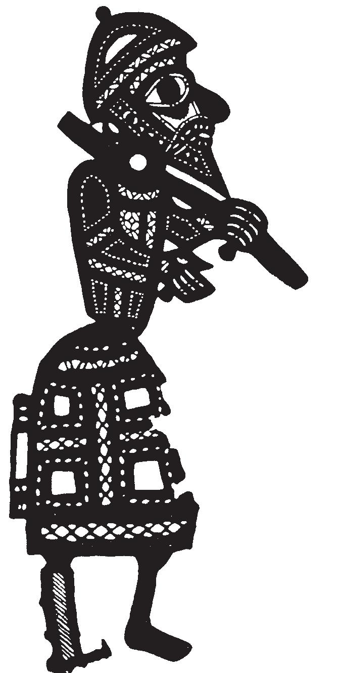 Shadow puppet of a man with a stick. egypt, four- teenth to