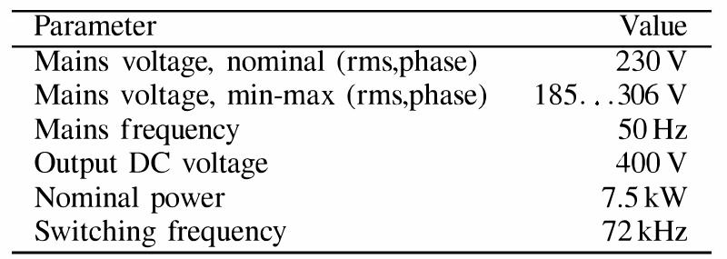 I electrical specifications of the imy/a-rectifier. in