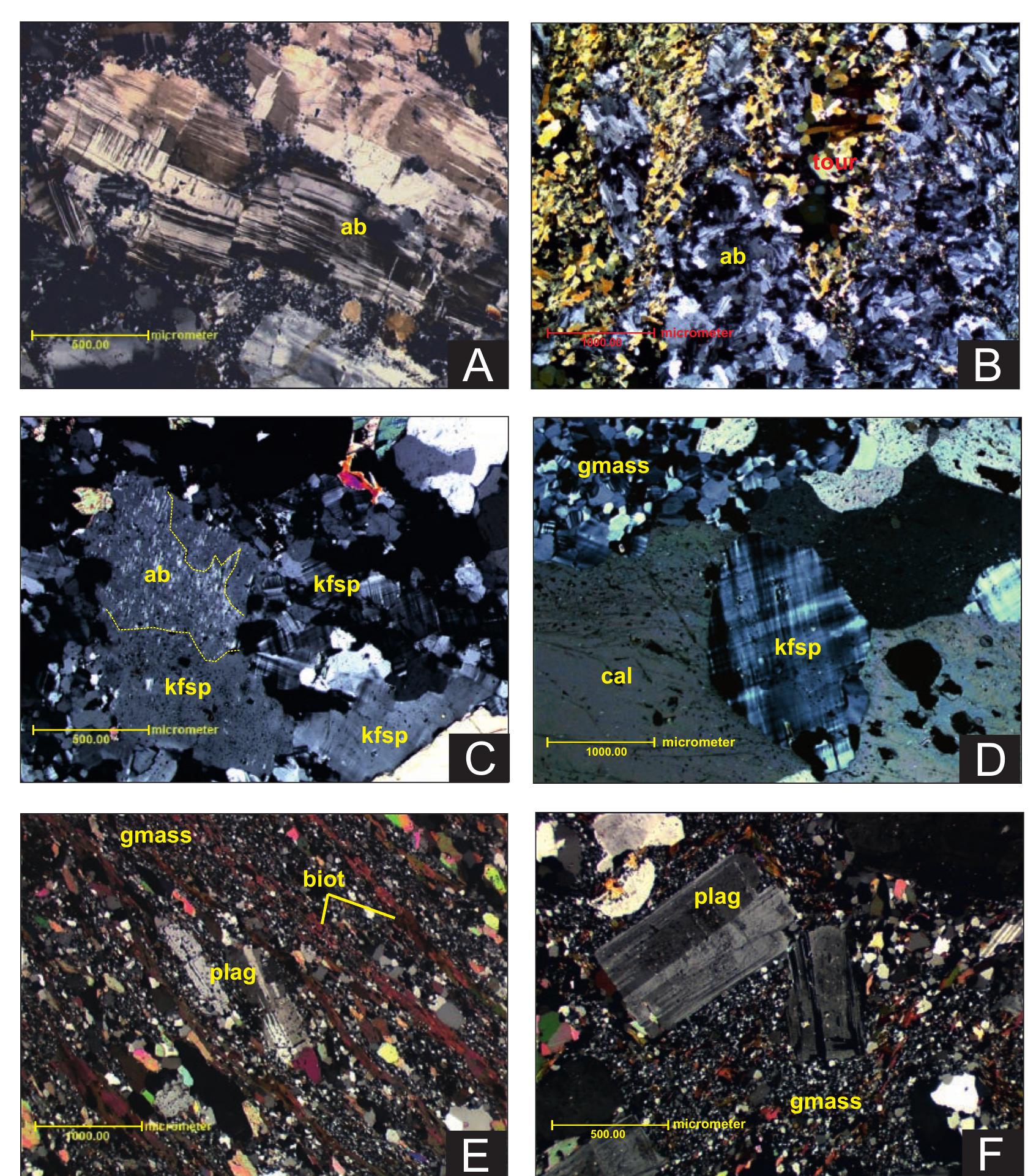 Polarizing microscope photographs showing the most important