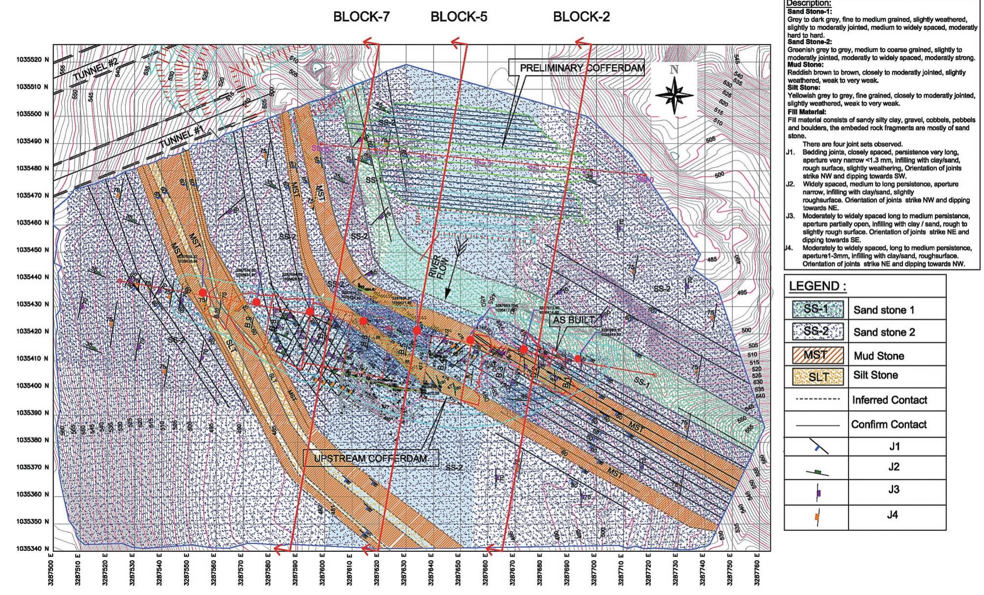 Geological map of upstream cofferdam.