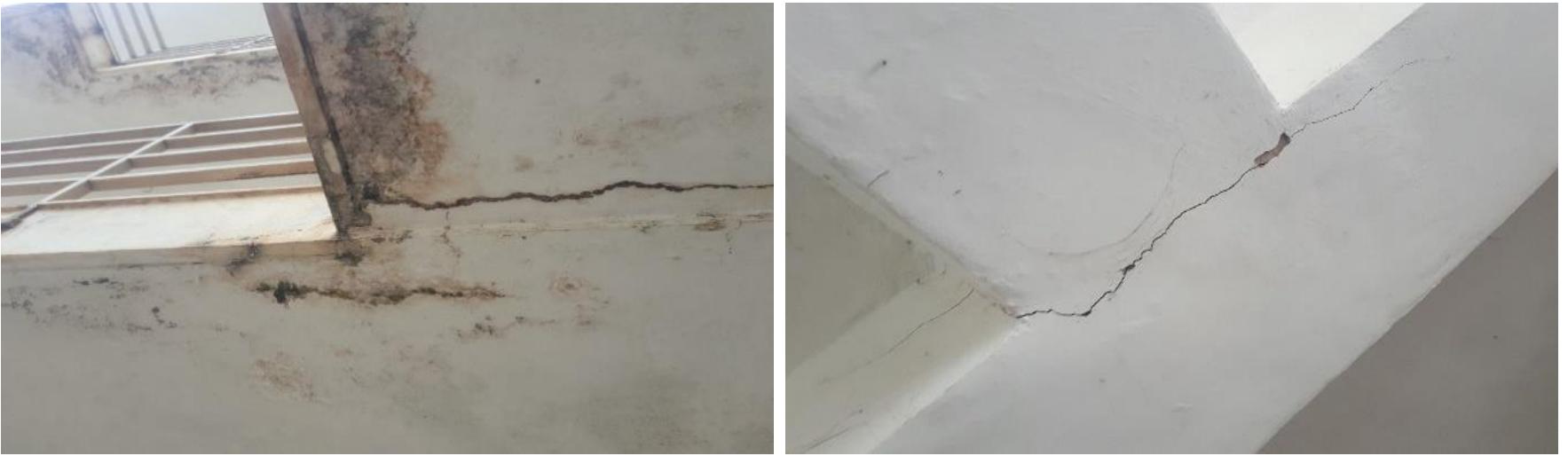 Cracks on structural beam and slab: classroom and dormitory,