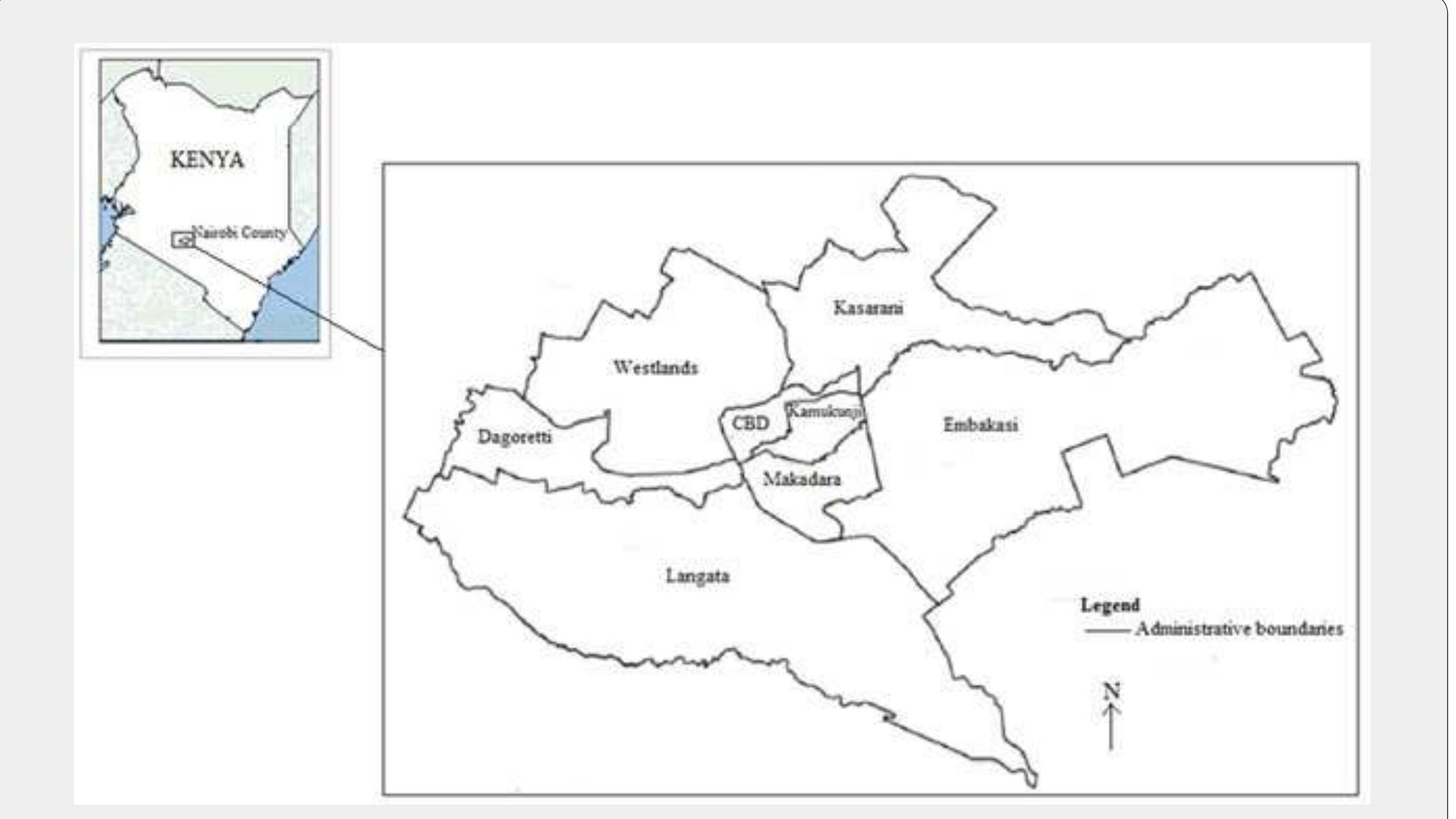 A map of nairobi city county and its sub-counties. (adopted