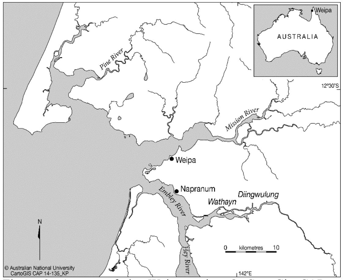 A map of the weipa region © cartogis cap australian national
