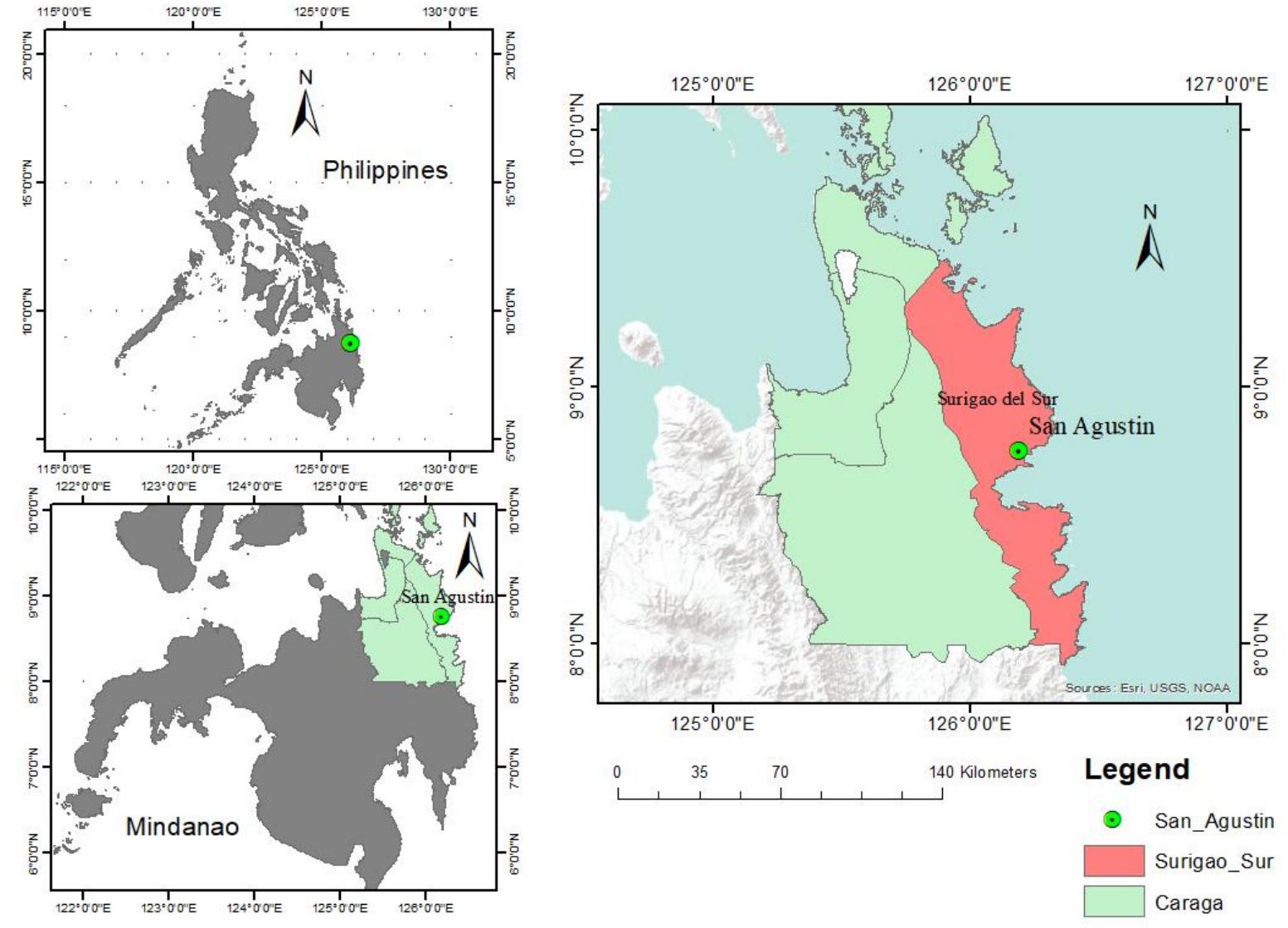 Map of the sampling area: a. map of the philippines; b. map