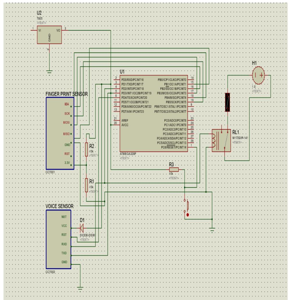 1. circuit diagram of biometric access control using voice
