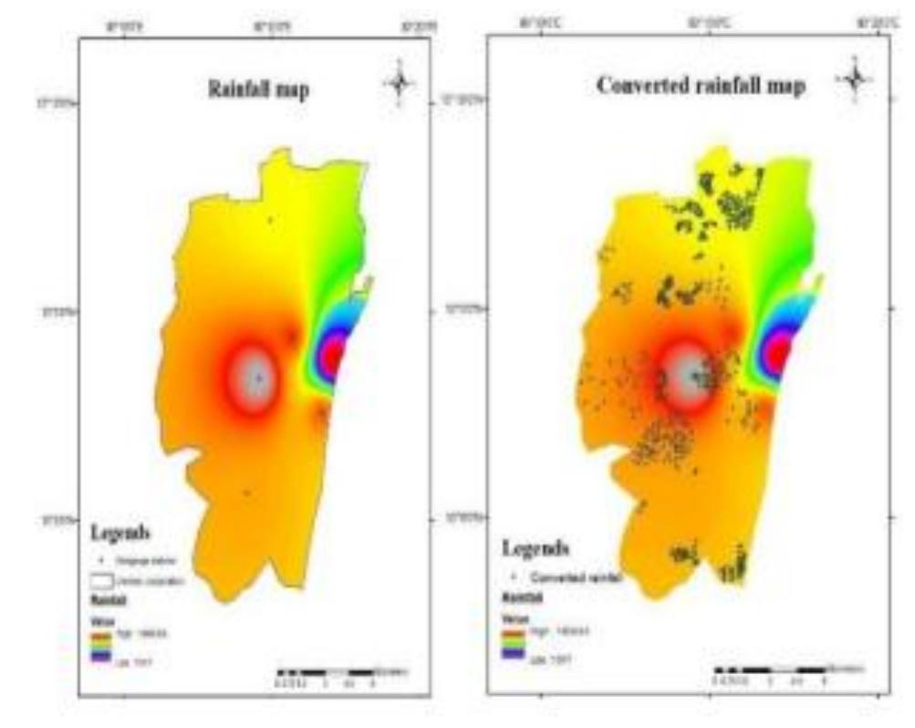 Rainfall map: the rainfall map was prepared using an inverse